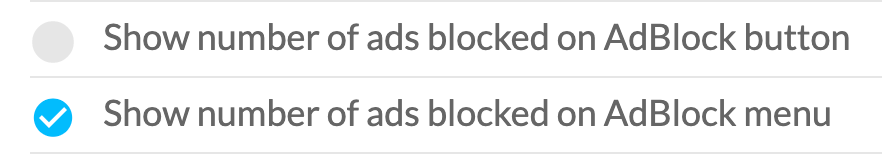 How do I hide or show the number of blocked ads on the AdBlock icon ...